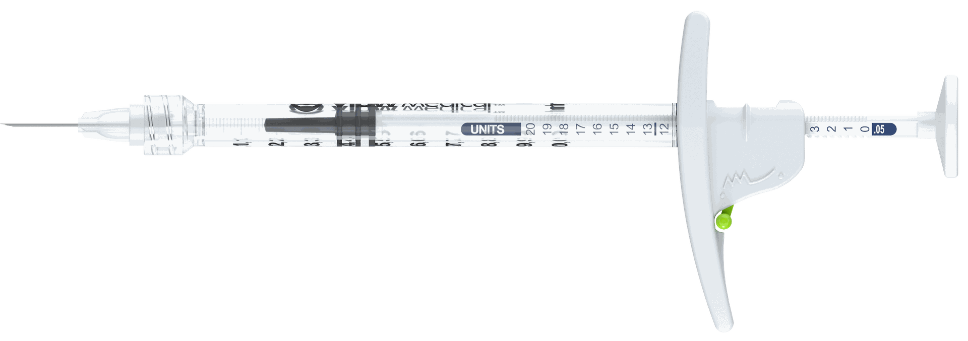 Hypodermic 3Dose™ precision syringe, low dead space Zelostat™ needle