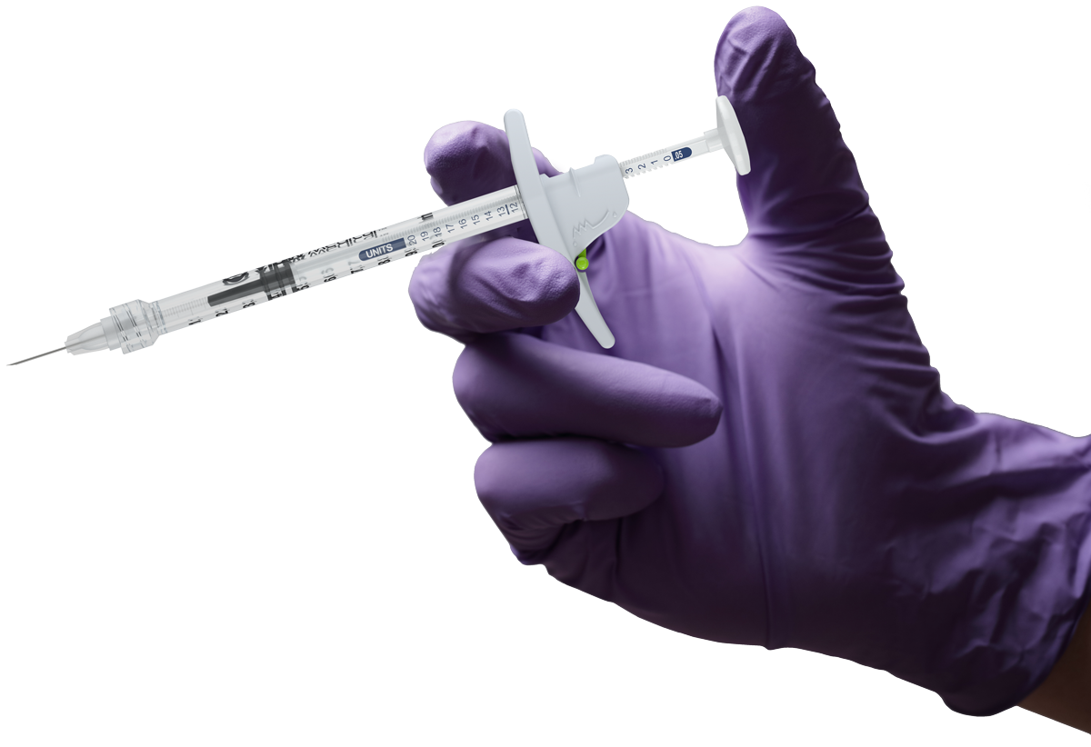 Hypodermic 3Dose™ precision syringe, low dead space Zelostat™ needle
