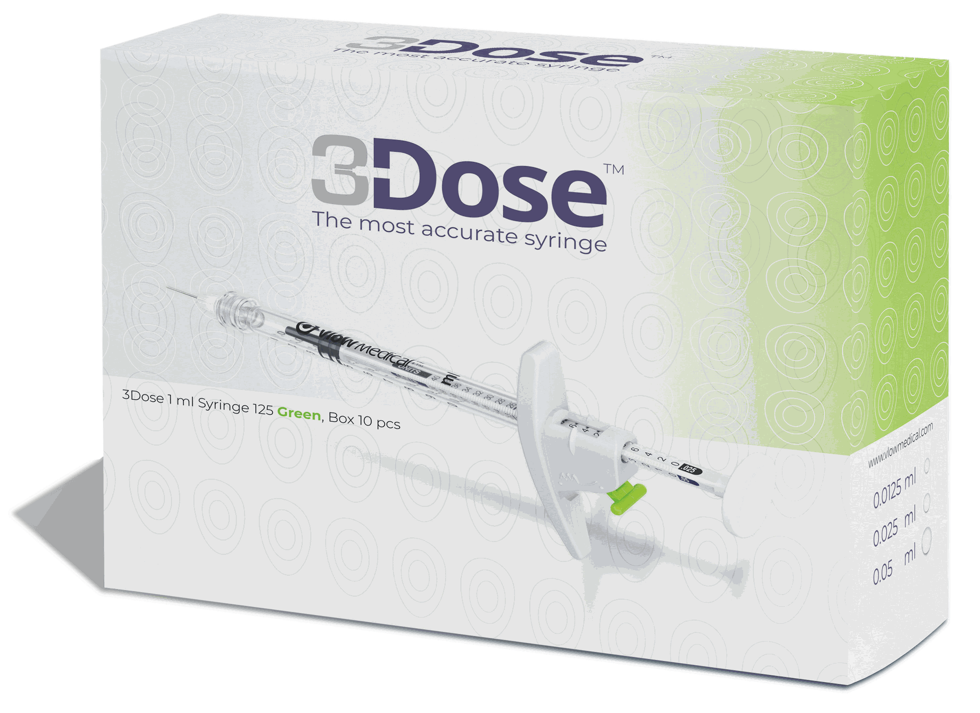 Hypodermic 3Dose™ precision syringe, low dead space Zelostat™ needle